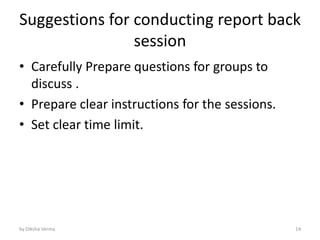 Report back session | PPT