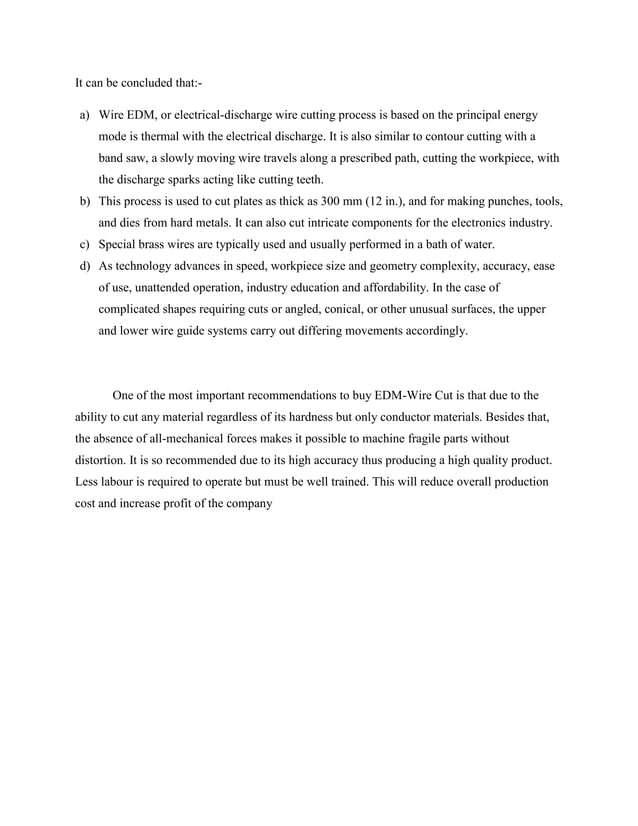 EDM wirecut report | DOCX