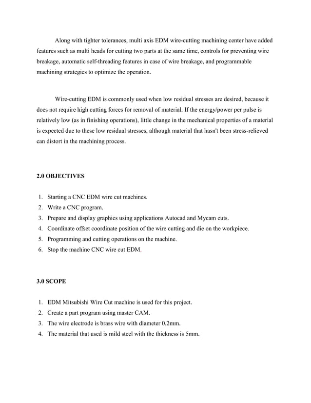 EDM wirecut report | DOCX