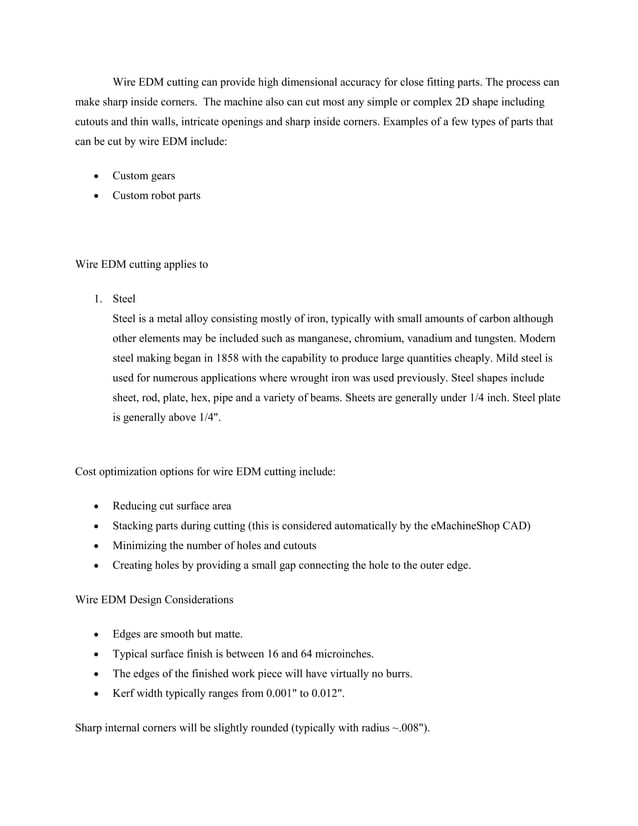 EDM wirecut report | DOCX