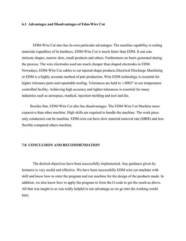 EDM wirecut report | DOCX