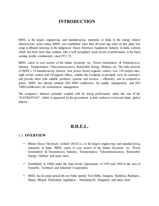 Turbine manufacturing at BHEL Haridwar | DOCX