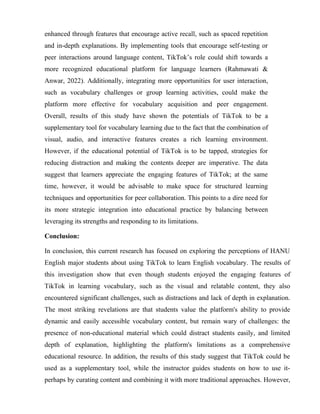 The use of tiktok in learning vocabulary | PDF