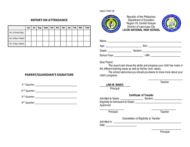 Report card(revised) | DOCX | Educational Assessment | Education