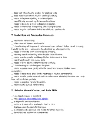 report cards comments.docx