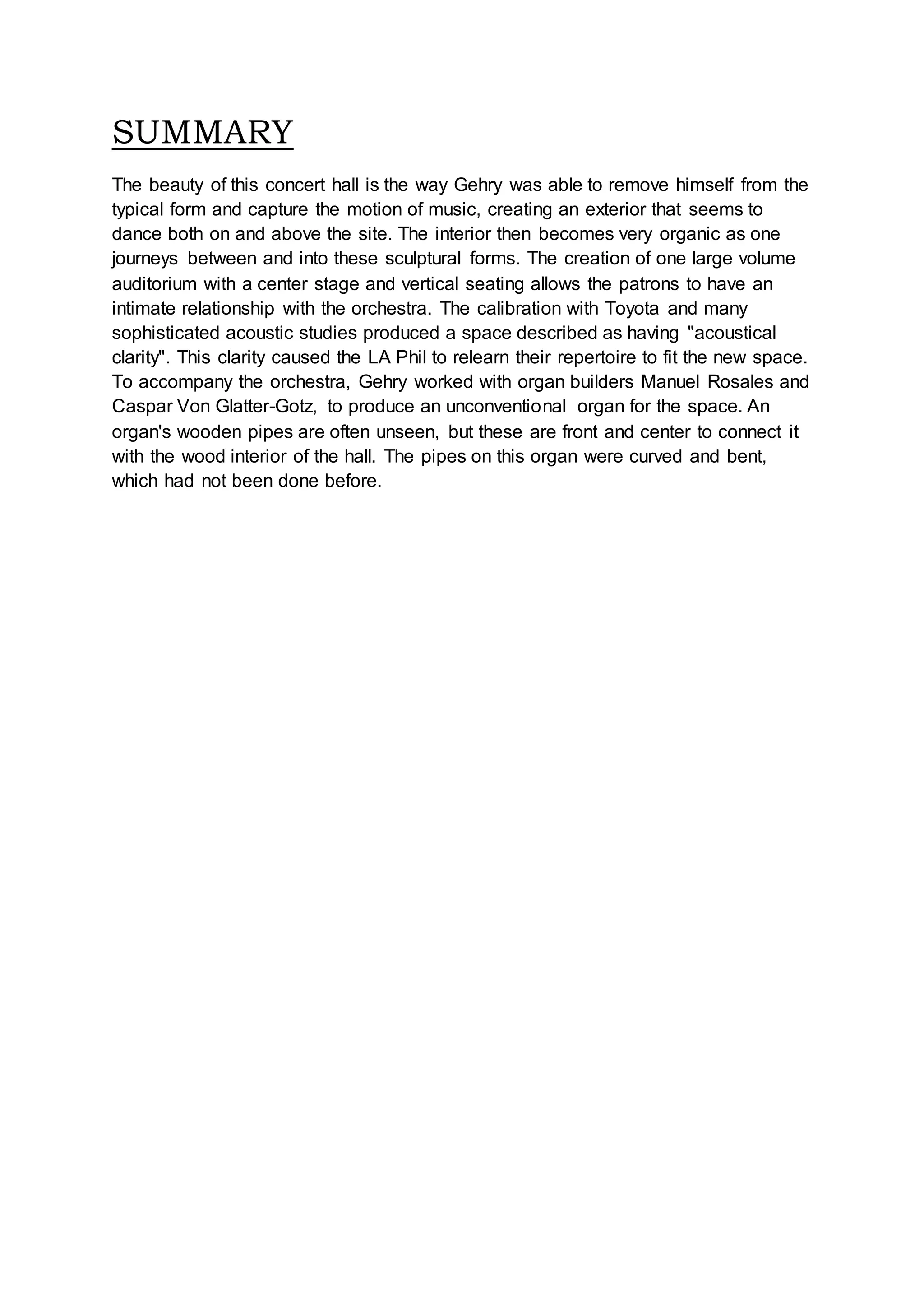 Walt Disney Concert Hall Case Study | DOCX