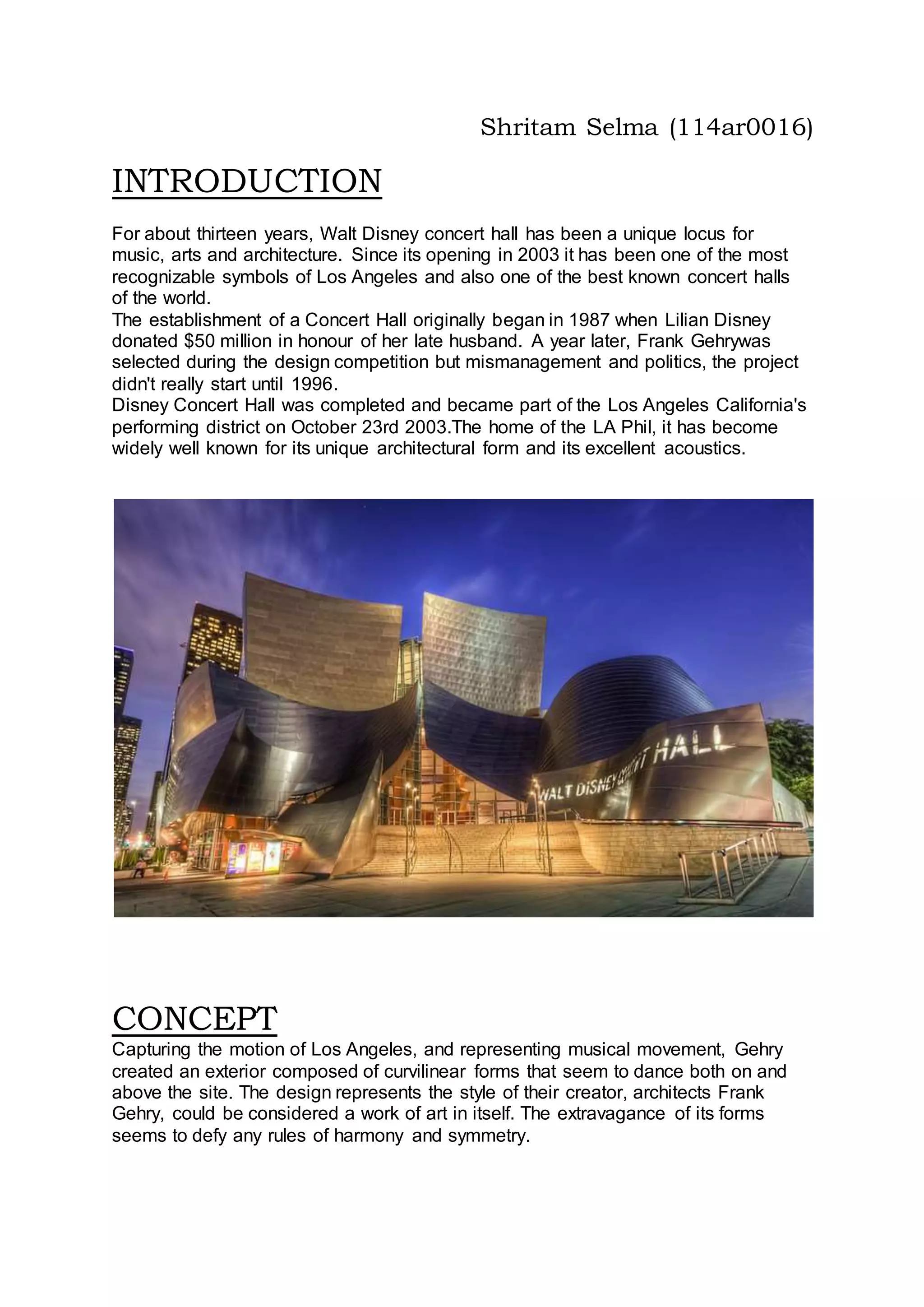 Walt Disney Concert Hall Case Study | DOCX