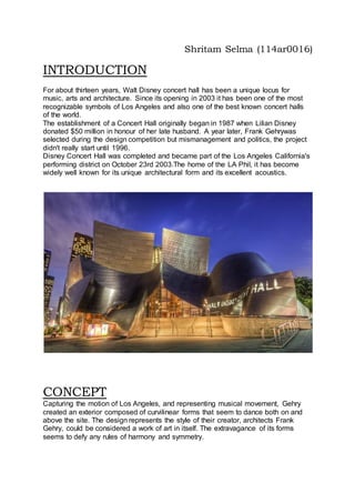 Walt Disney Concert Hall Case Study | DOCX