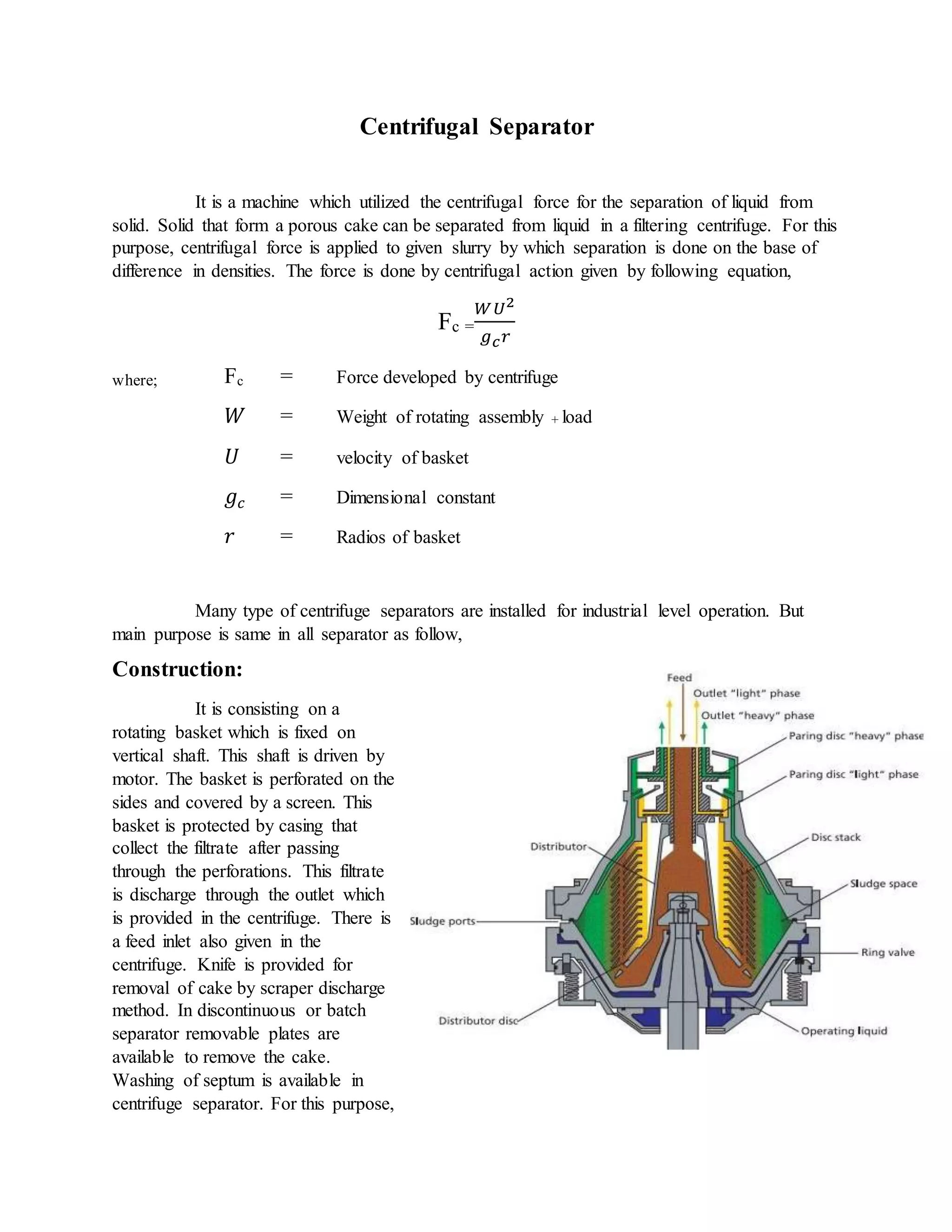 Report centrifugal sep | DOCX