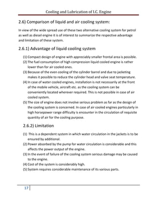cooling and lubrication of engine report | DOCX