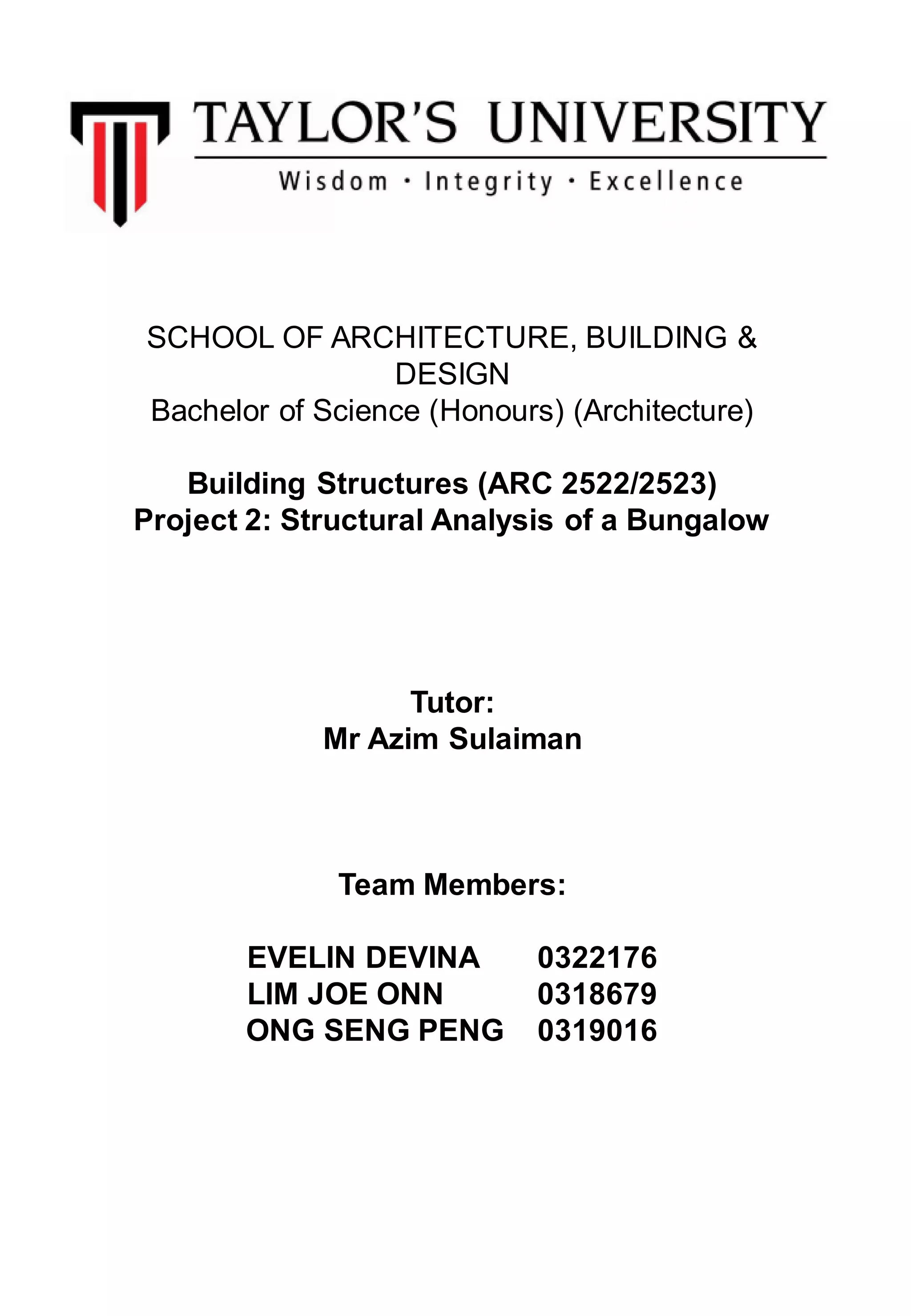 Building Structure Project 2 (Taylor's lakeside campus) | PDF