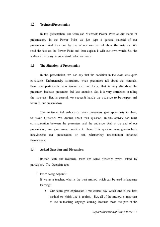 Report of Discussion