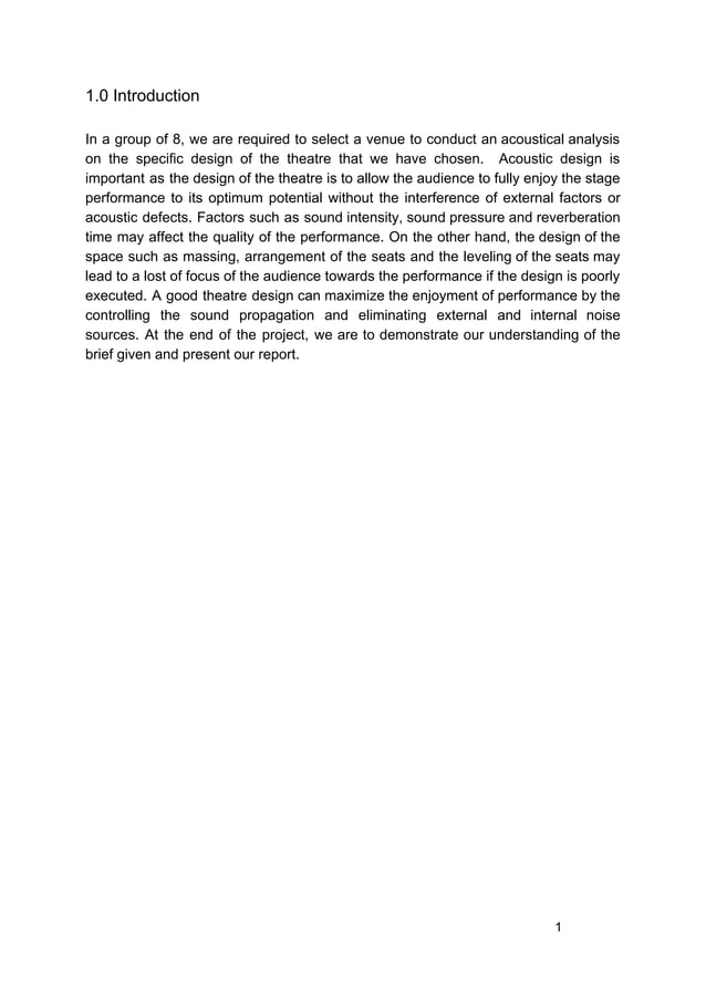 Auditorium sound analysis Report | PDF