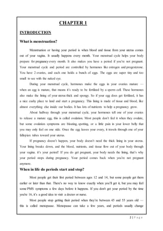 Report on Challenges faced during menstruation. | DOCX