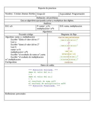 Reporte de practicas Programacion | DOCX