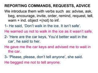 Reported speech-notes | PPT