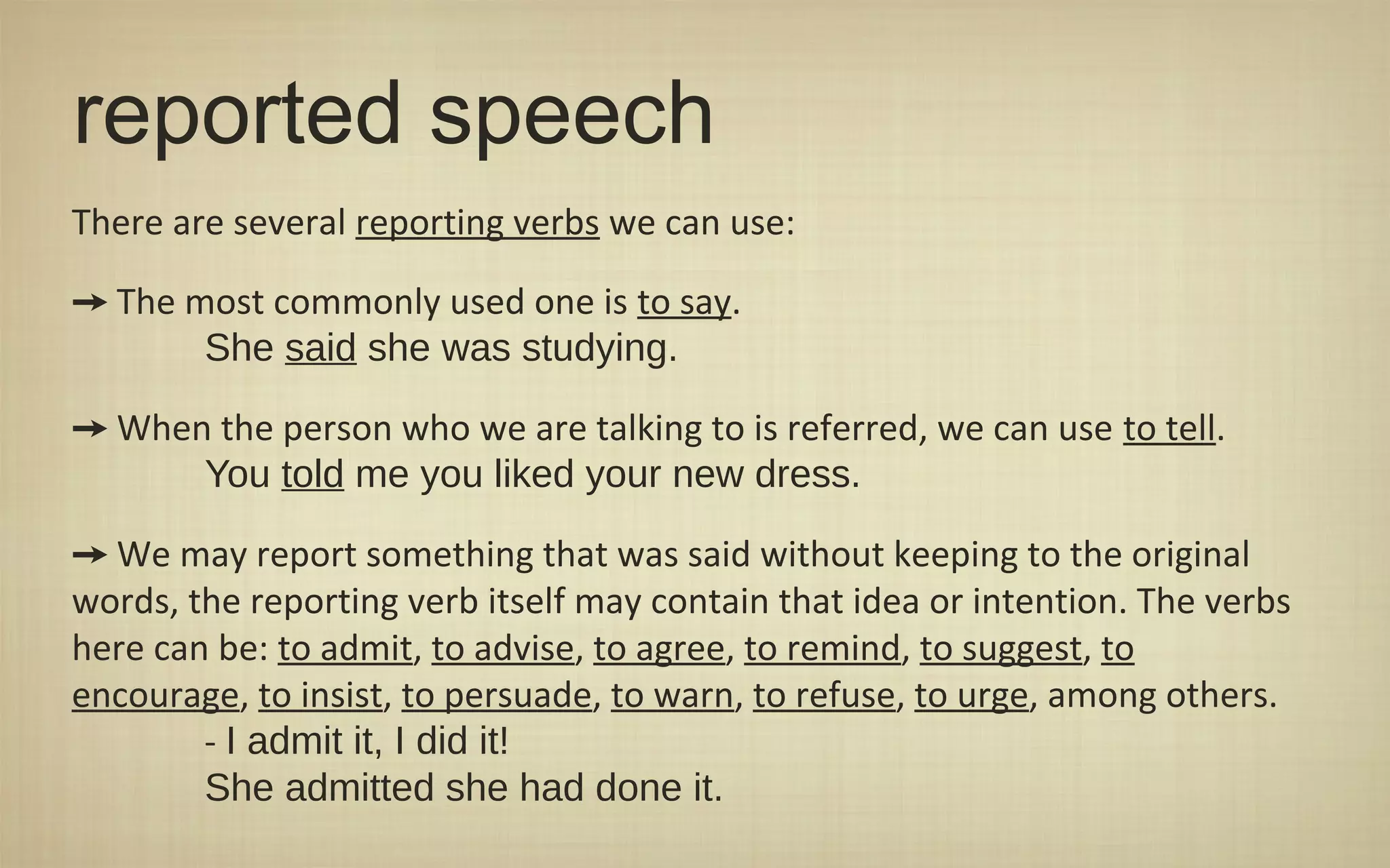 REPORTED SPEECH - A QUICK GUIDE | PPT