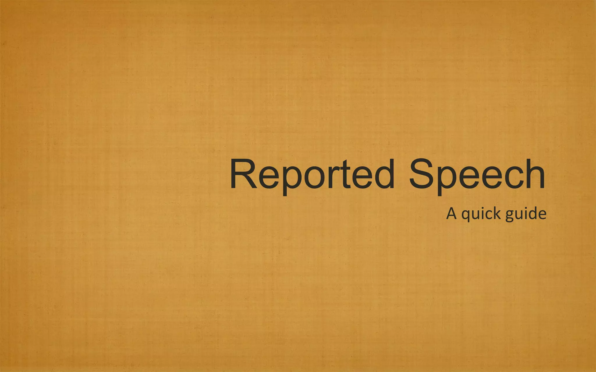 REPORTED SPEECH - A QUICK GUIDE | PPT