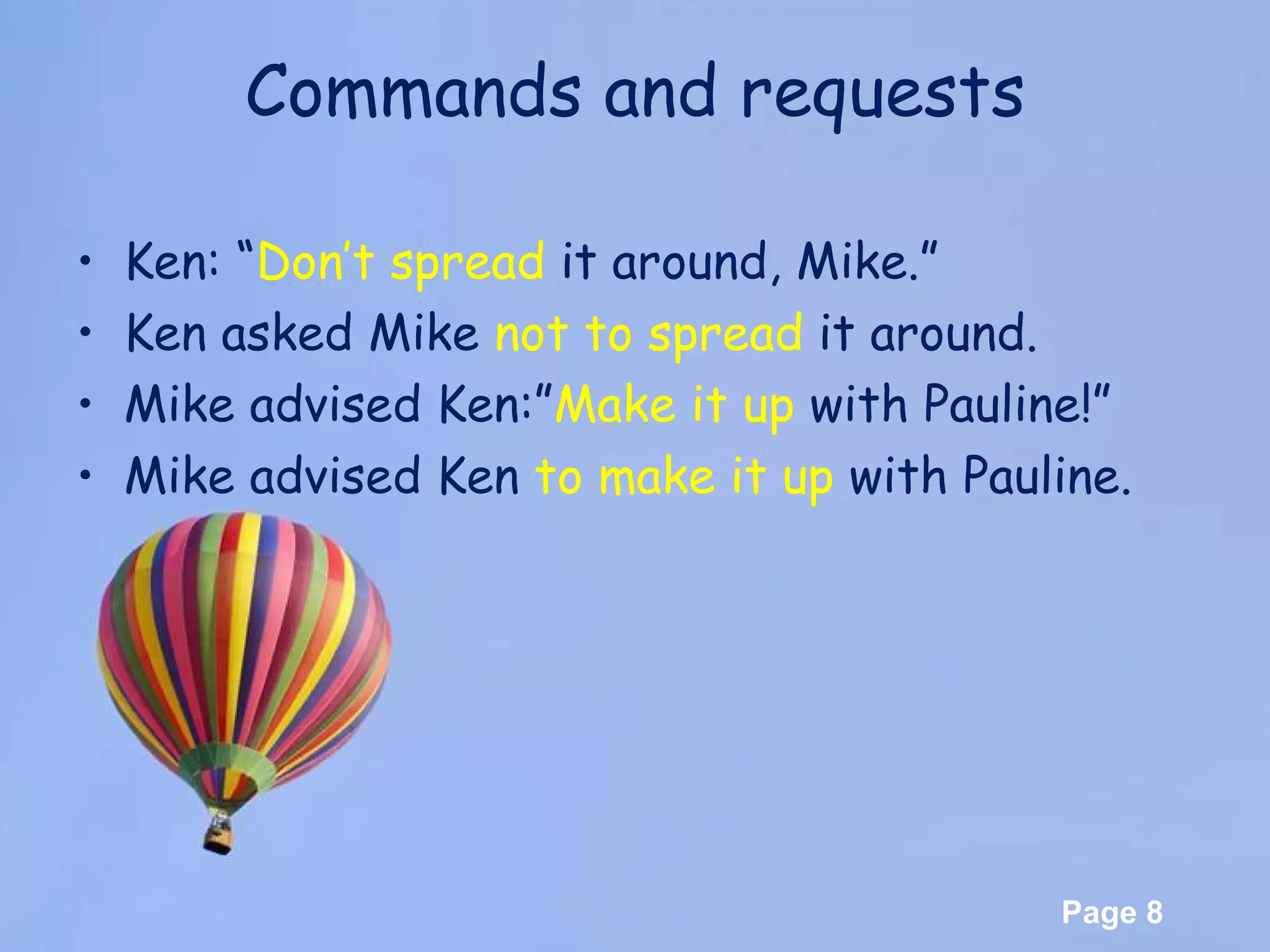 Reported speech-presentation | PPT