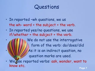 Reported speech-presentation | PPT