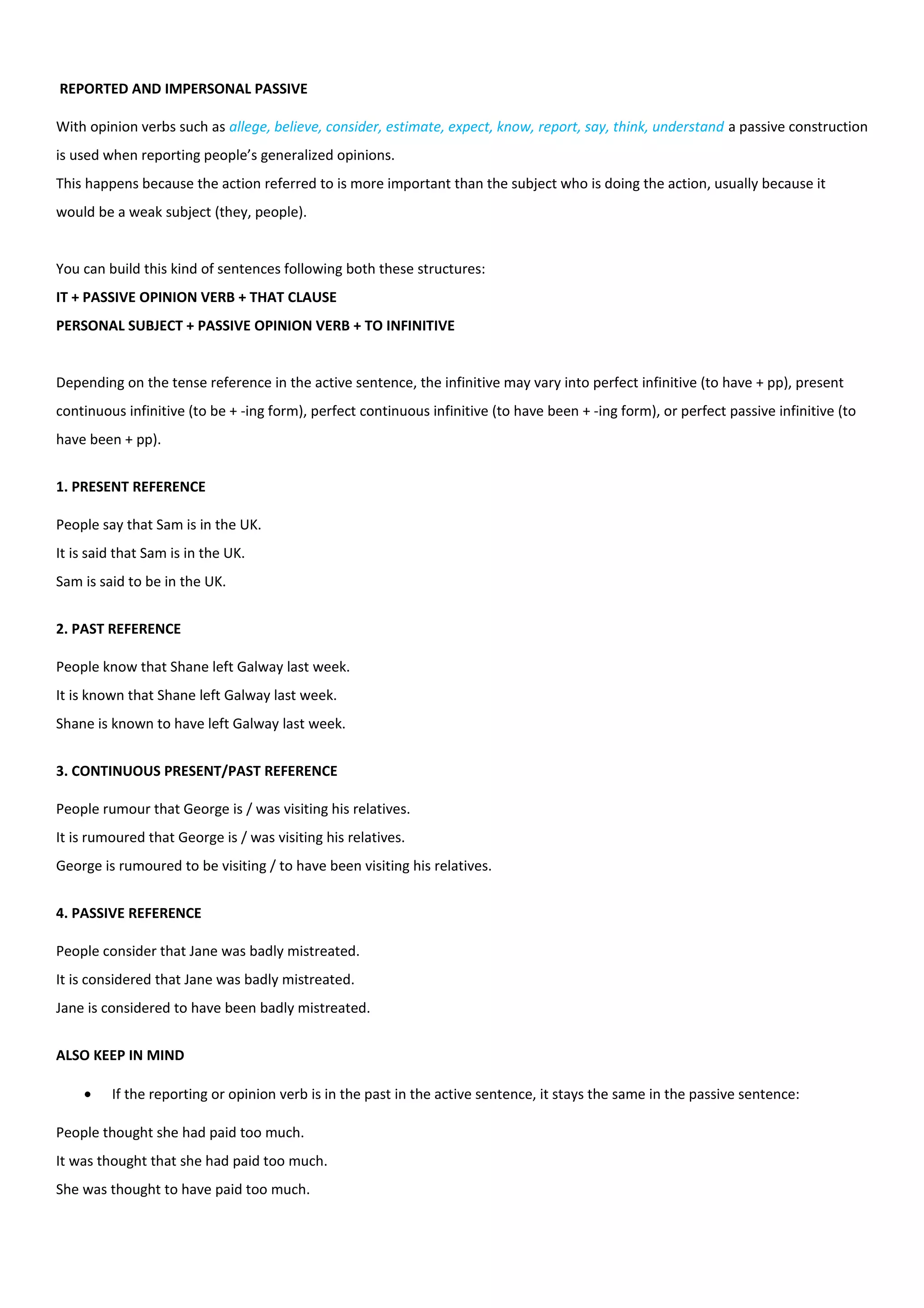 Reported and impersonal passive | PDF