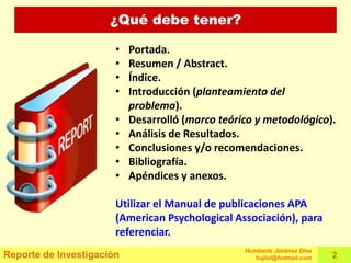 Reporte de Investigacion | PPT