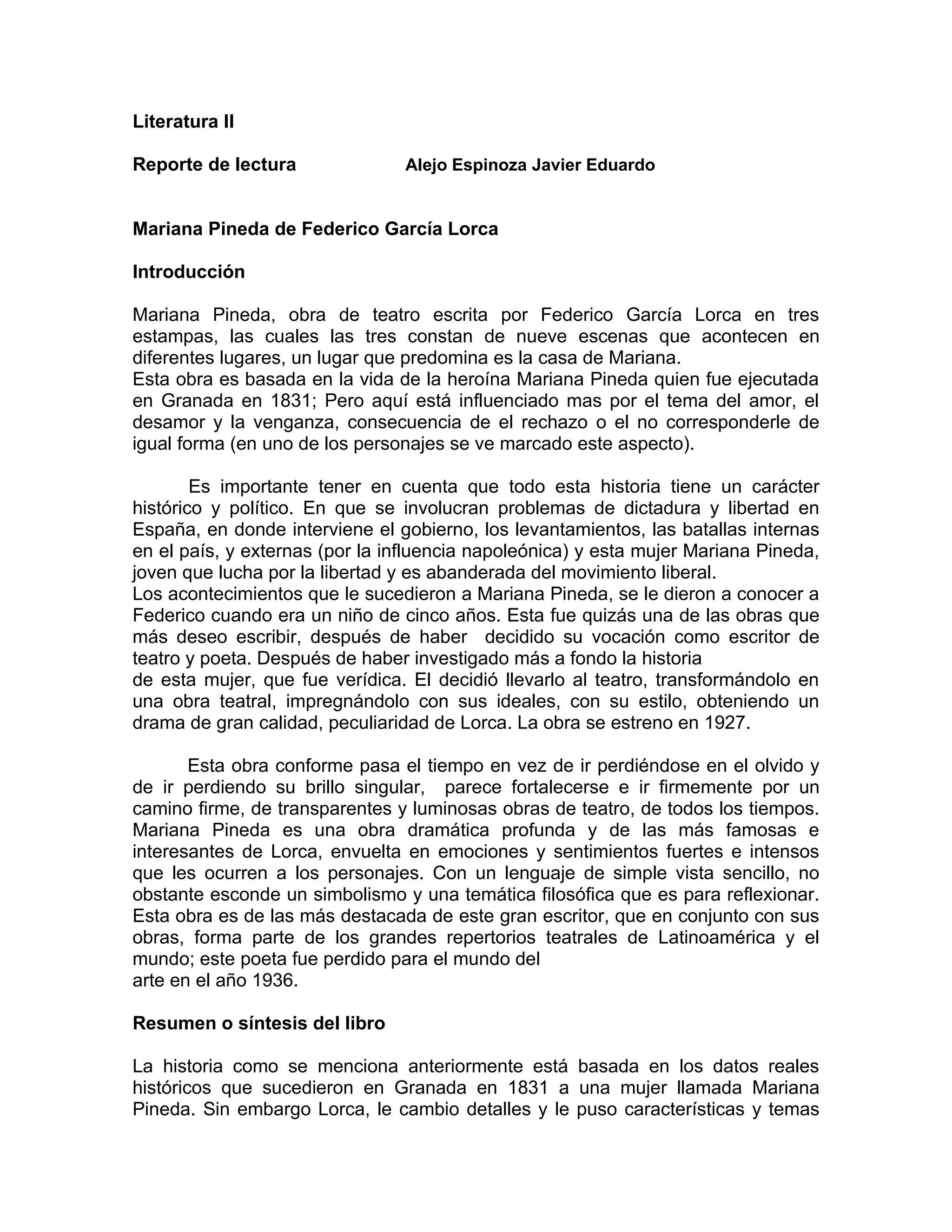 Reporte de lect obra | PDF