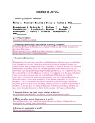 Reporte de lectura del cuento 1 | DOC