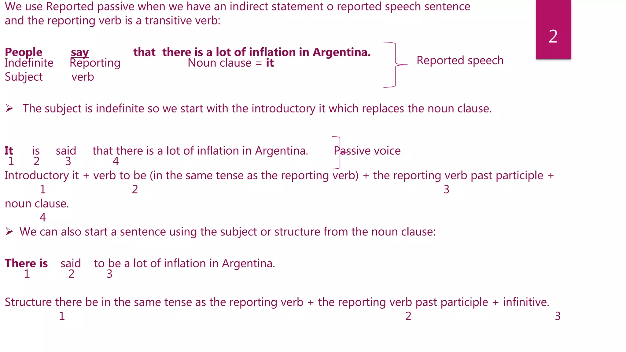 Reported passive | PPTX