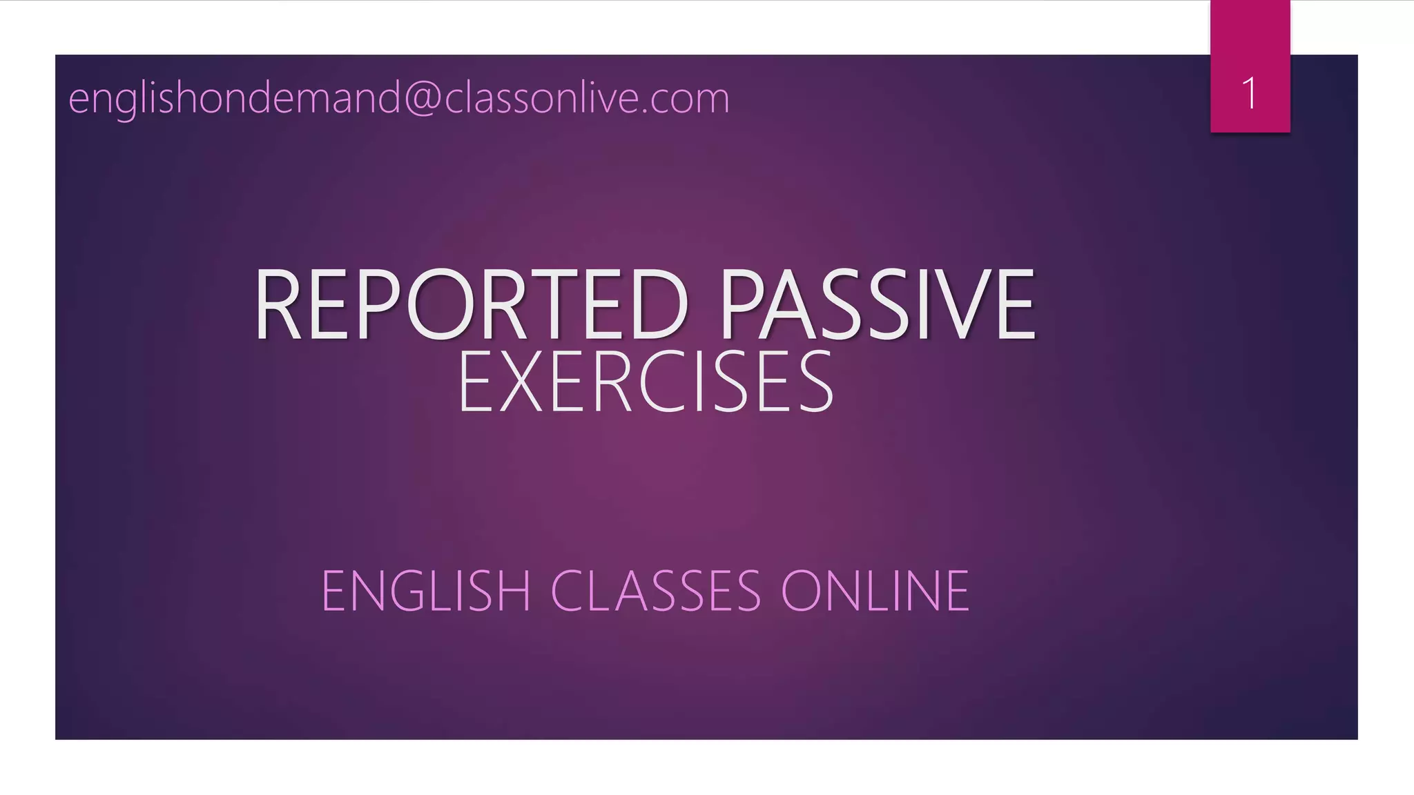 Reported passive exercises | PPT