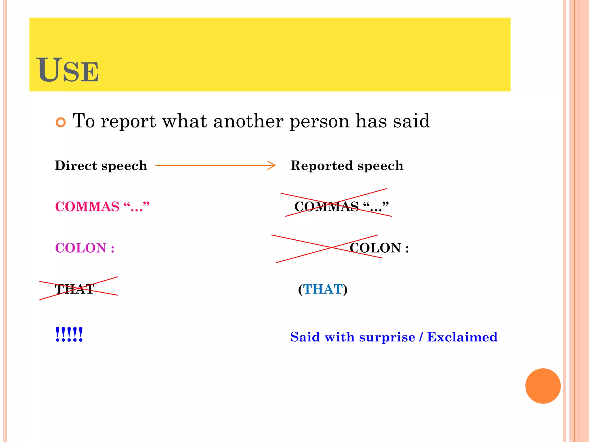Reported speech versus Direct speech | PPTX