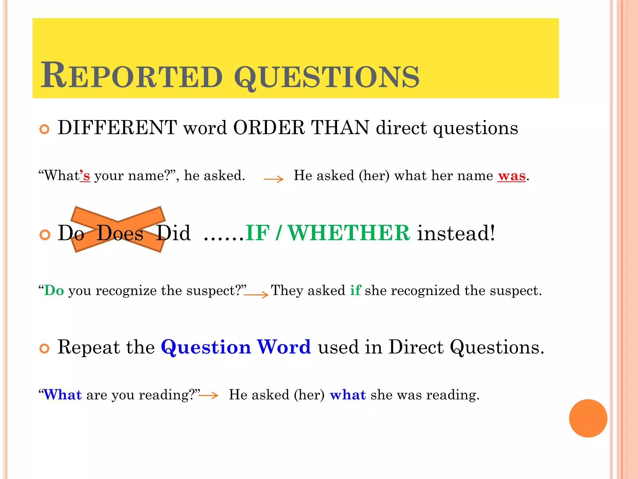 Reported speech versus Direct speech | PPTX