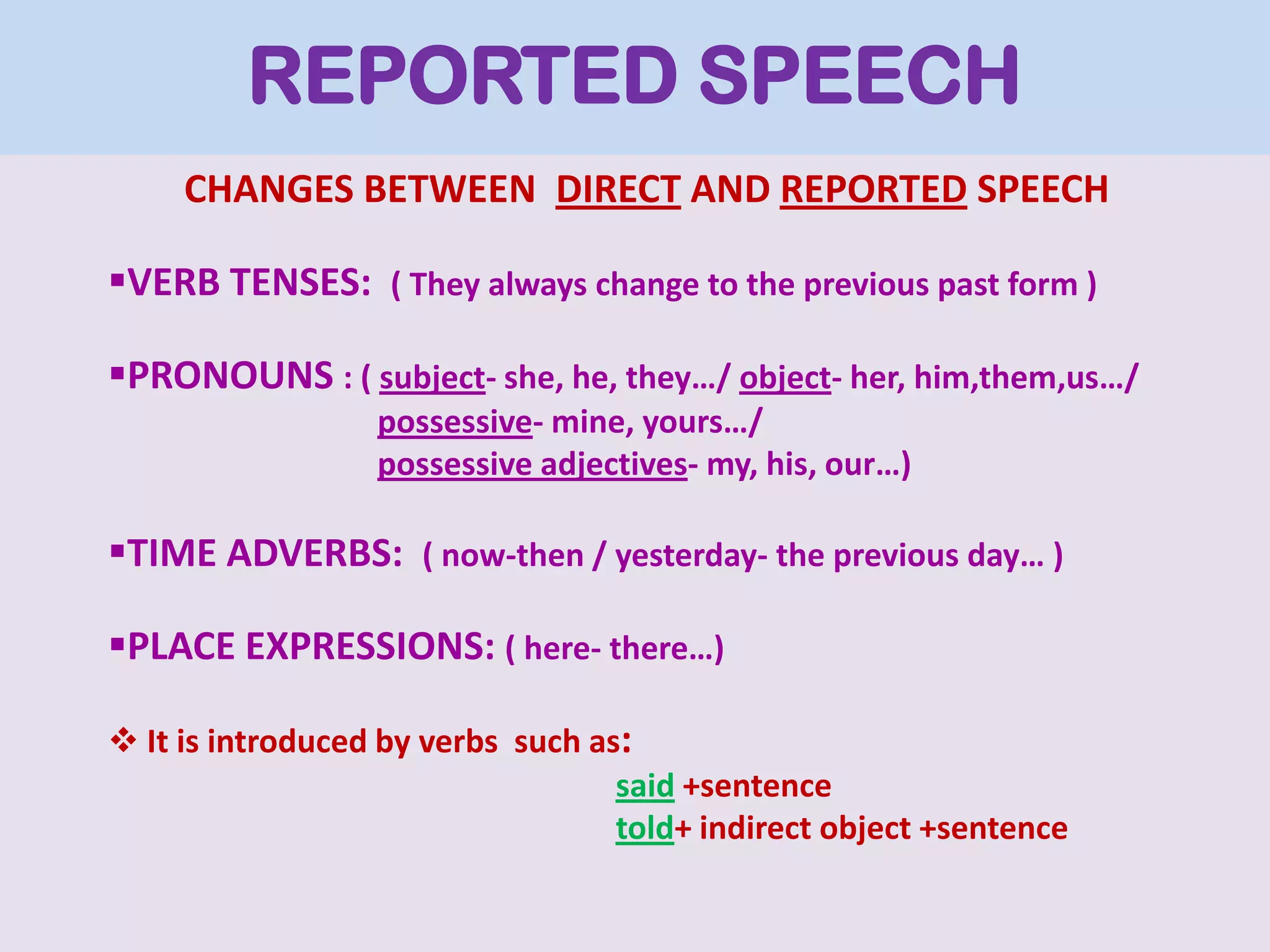Reported speech | PPT