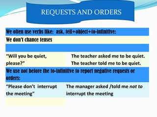 Reported speech, statements, questions, requests | PPT