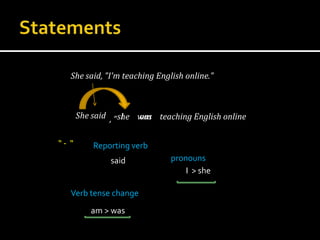 Reported Speech | PPTX | Education