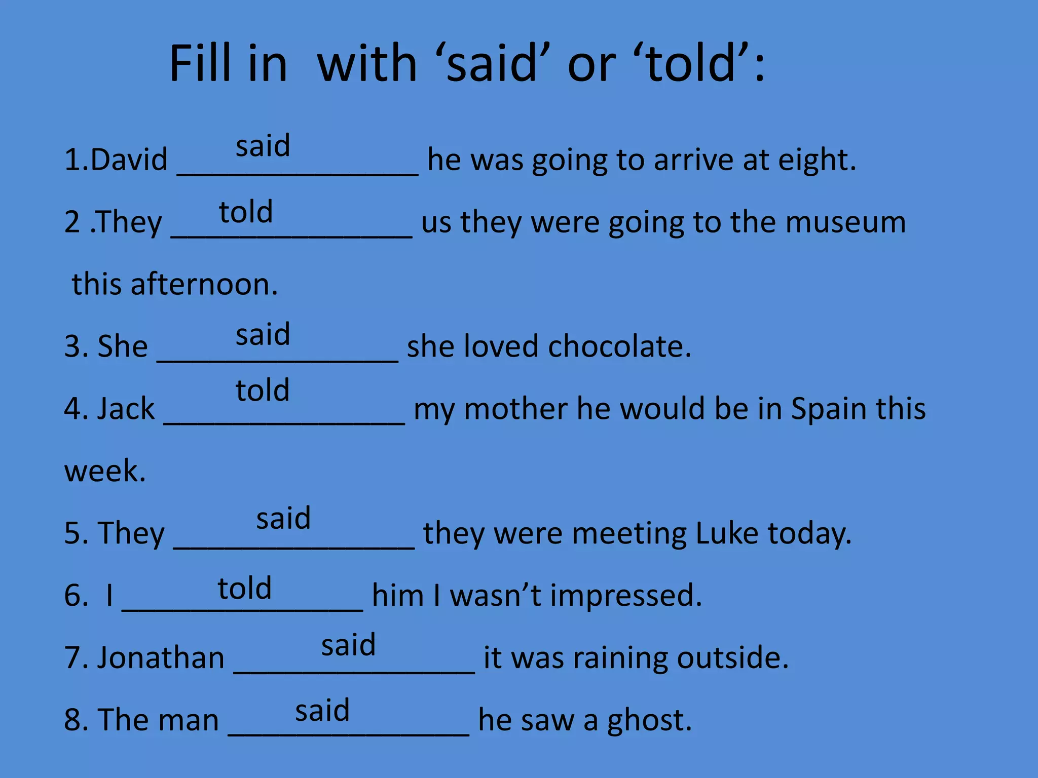 Reported Speech : Basic level | PPT