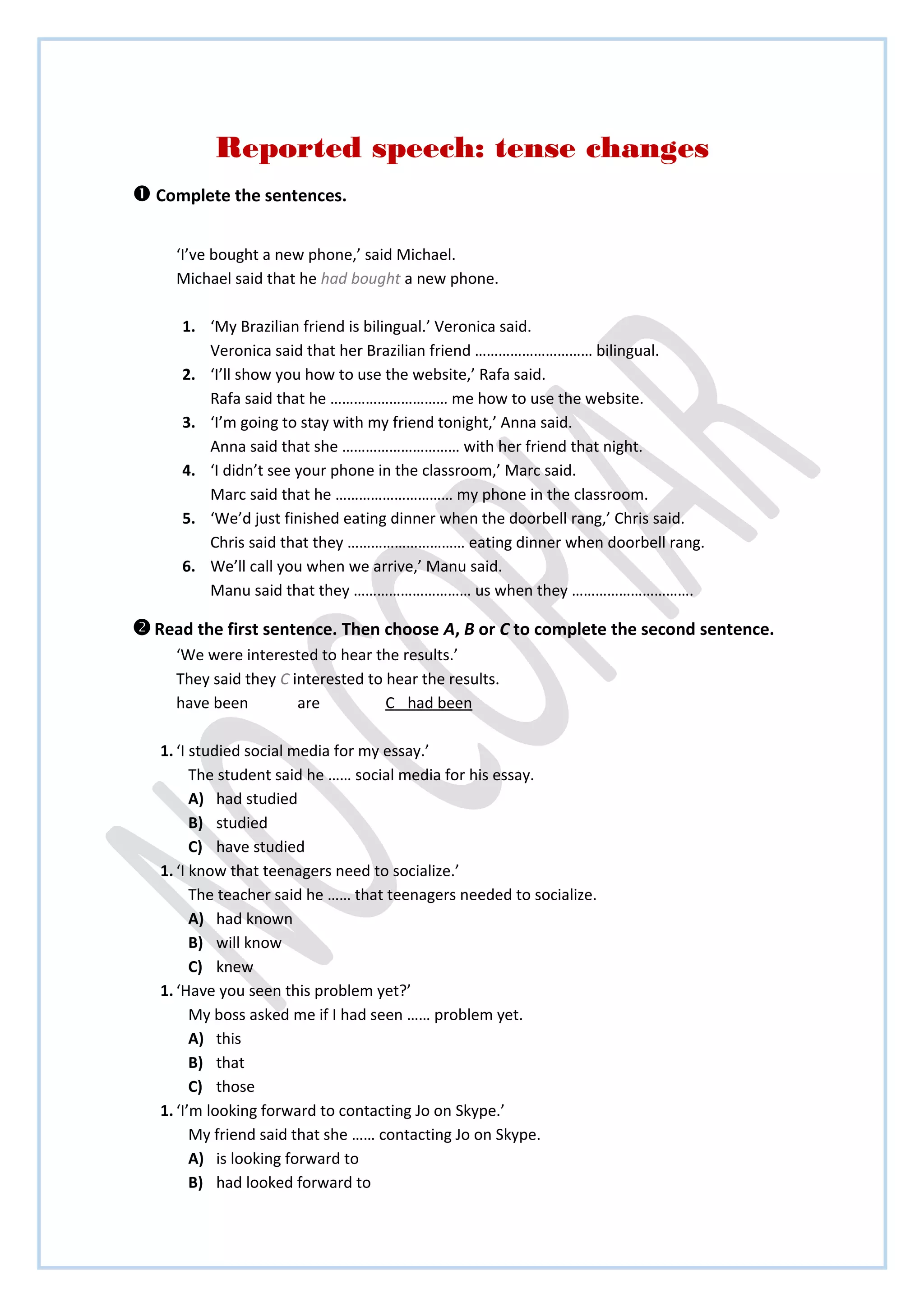 Reported speech | ODT