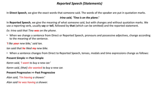 Reported speech | PPT