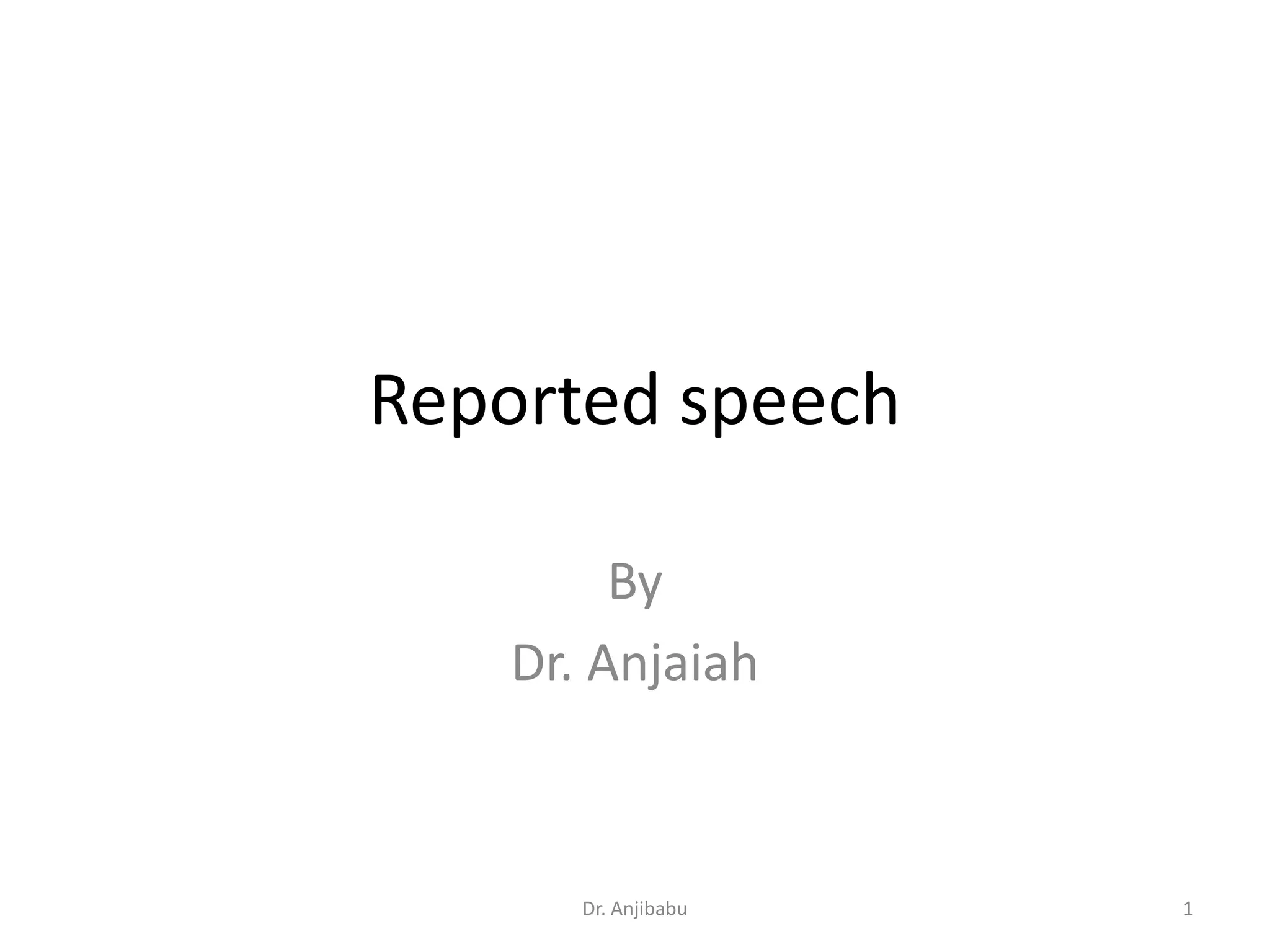 Reported speech | PPT