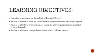 English grammar Reported Speech how to use .pptx