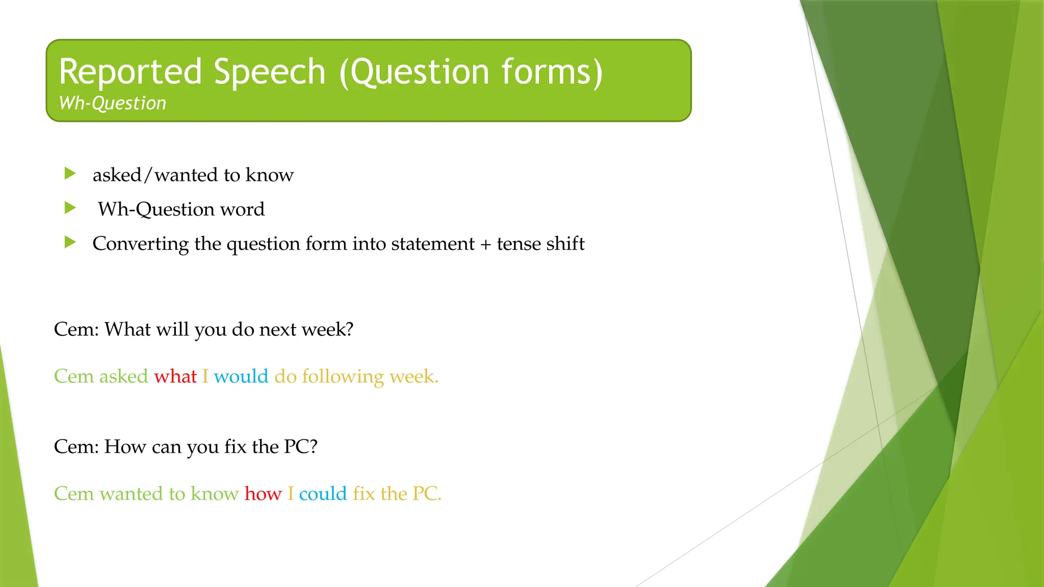 Reported Speech.For English Language Learners | PPTX