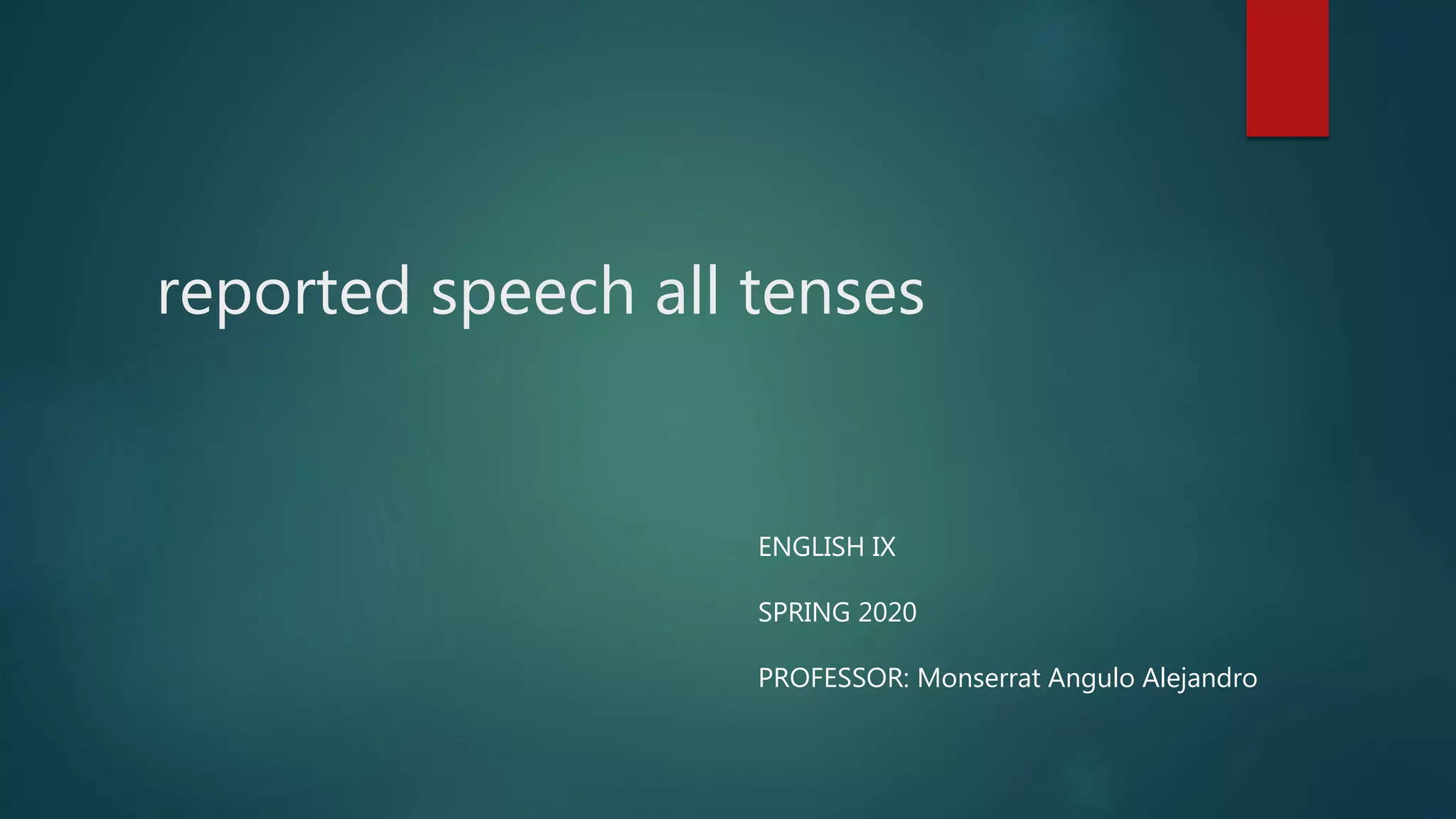Reported speech all tenses and modals to use | PPT