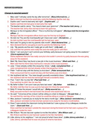 Reported speech statements | PDF