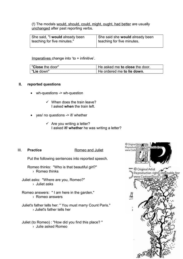 Reported speech vijfdes leerlingen | DOC | Internet for Beginners ...