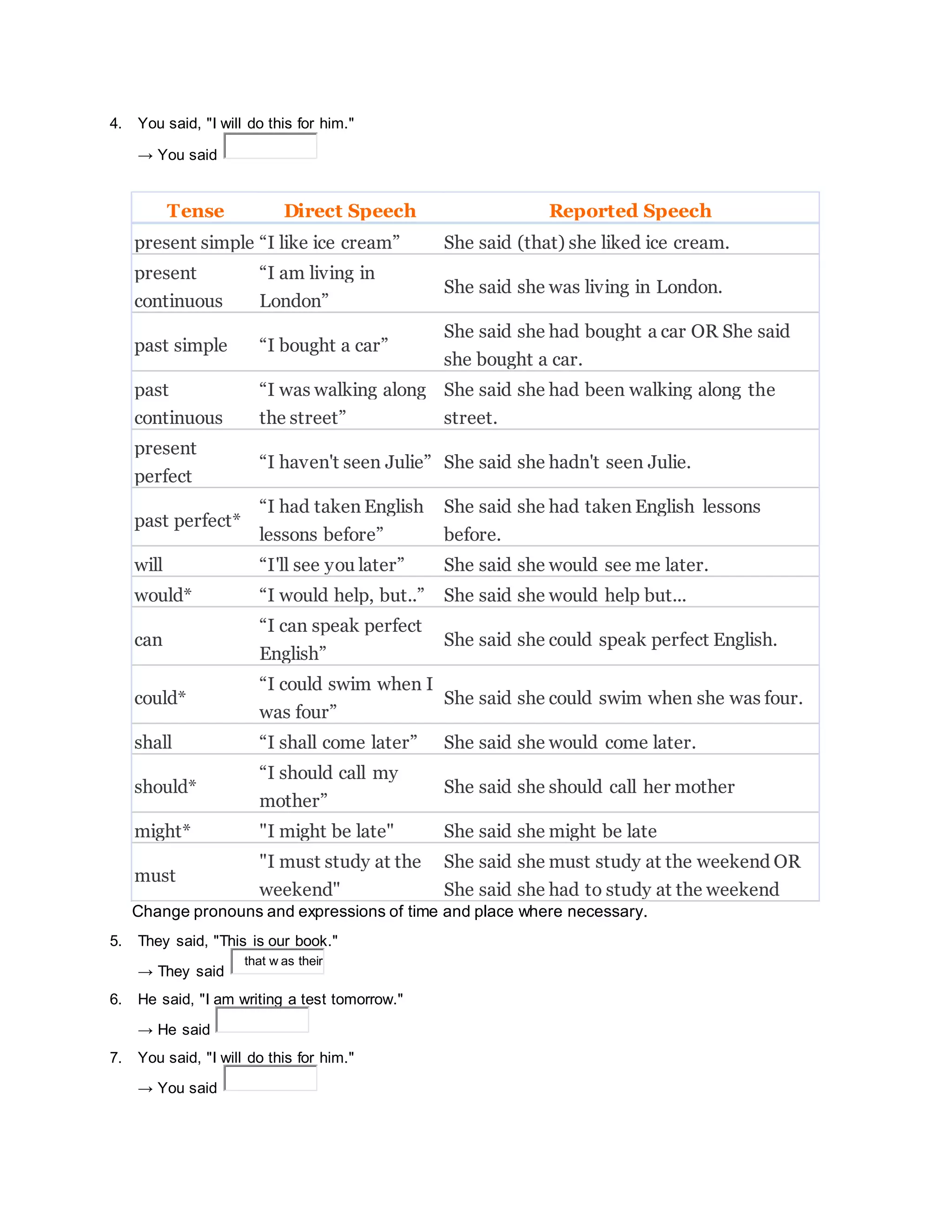 Reported speech | DOCX