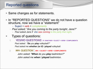 Reported speech | PPT