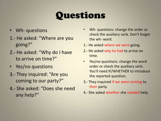 Reported speech 4º | PPTX