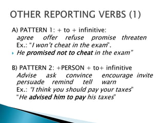Reported speech and reporting verbs | PPTX