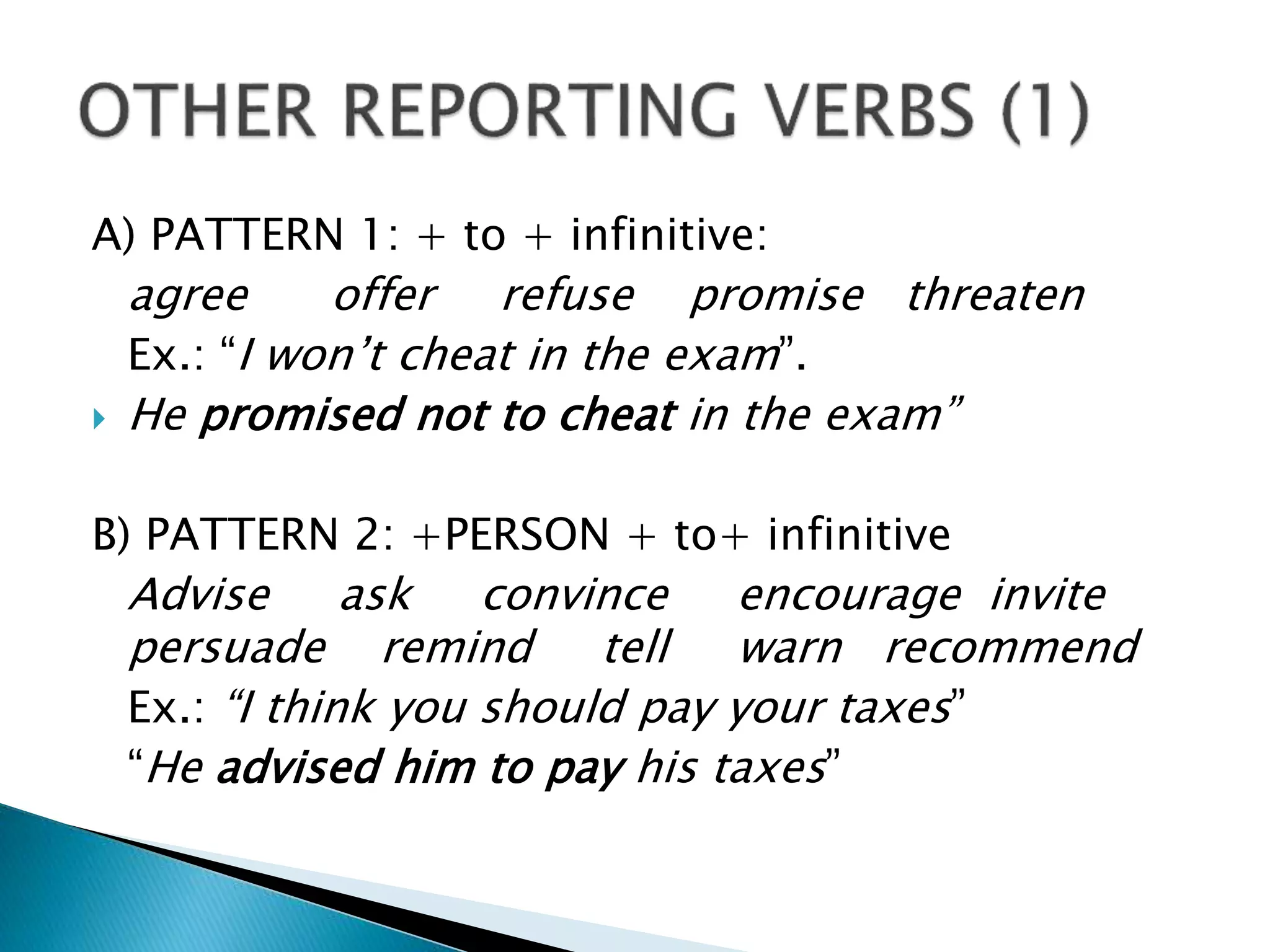 Reportedspeechandreportingverbsupperintermediate | PPT