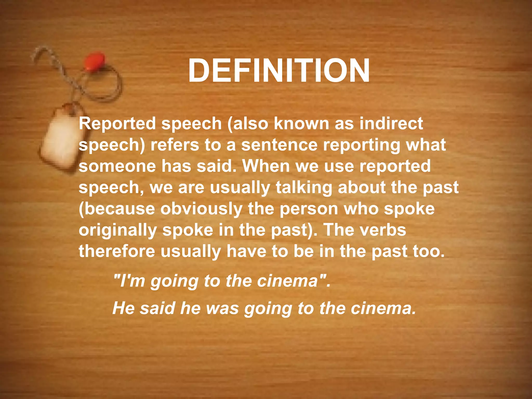 Reported speech Bachillerato | PPT